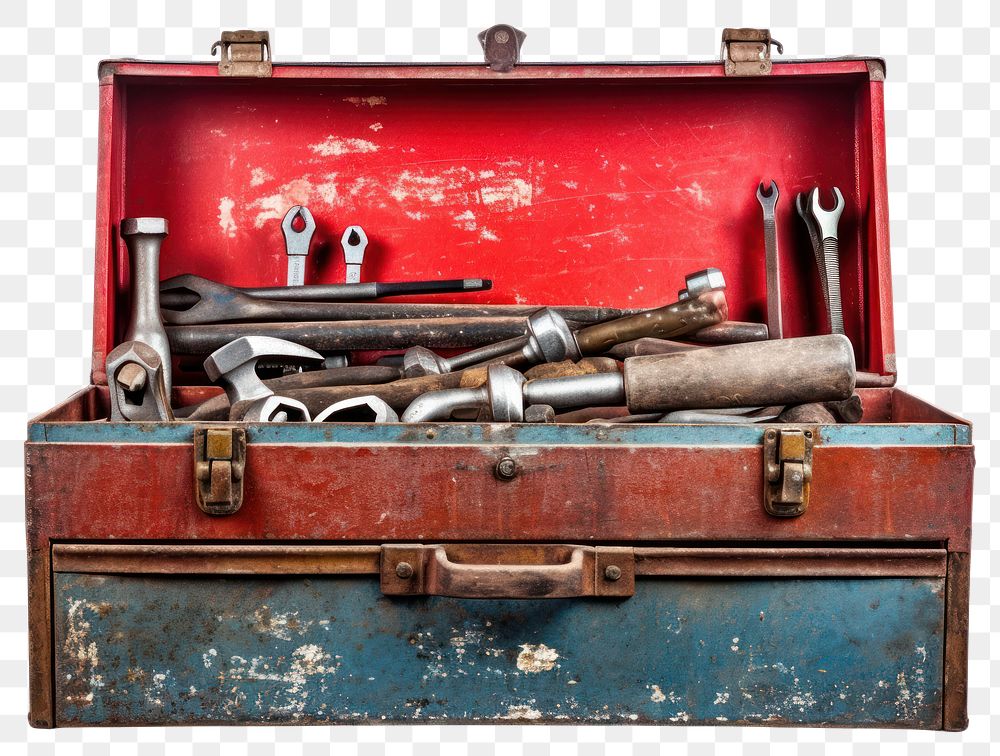 PNG vintage toolbox with tools. | Free PNG - rawpixel