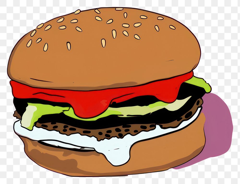 PNG burger cartoon food hamburger. | Free PNG - rawpixel