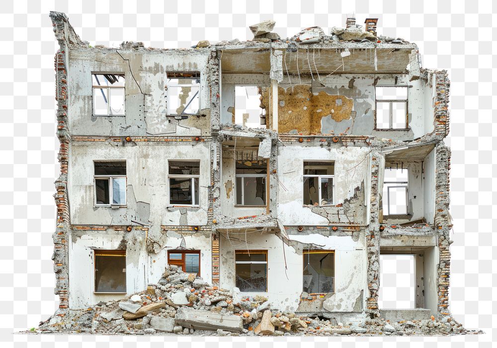 PNG Front view apartment destroyed | Free PNG - rawpixel