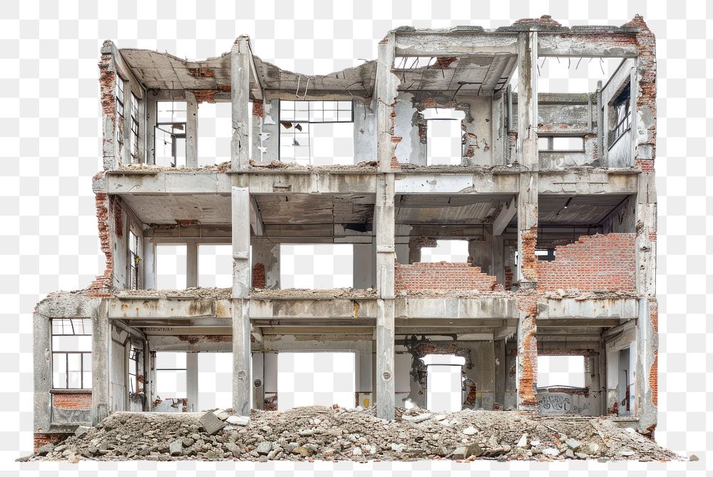 PNG Factory destroyed building person | Free PNG - rawpixel