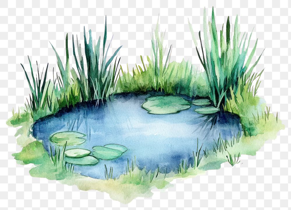 PNG Water pond illustration watercolor. | Free PNG Illustration - rawpixel