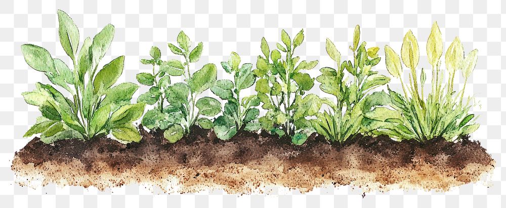 PNG Soil plants illustration watercolor. | Free PNG - rawpixel