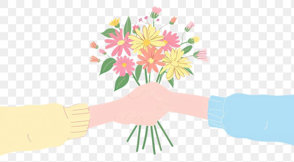 PNG Handshake with flowers illustration | Free PNG - rawpixel