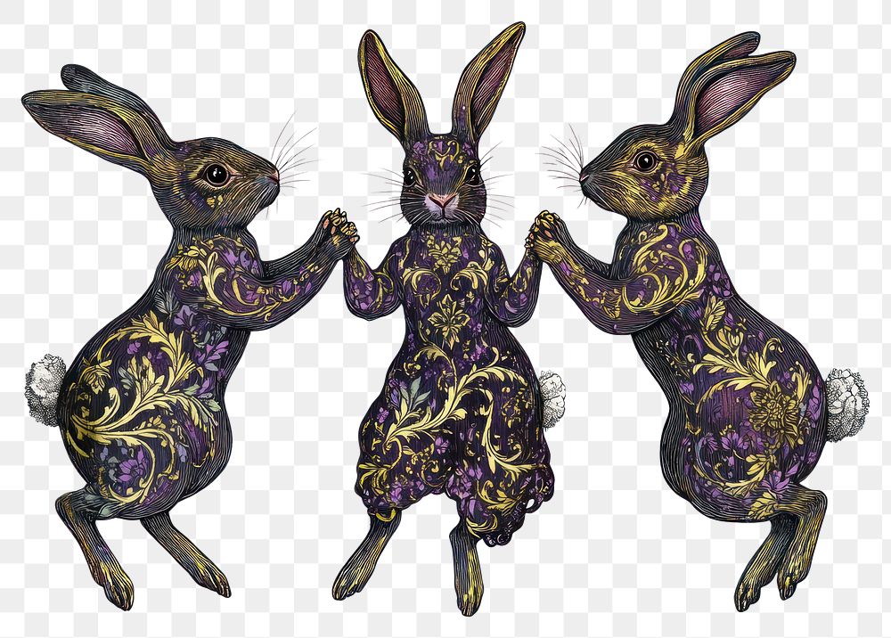 PNG three rabbit dancing rabbits | Free PNG - rawpixel