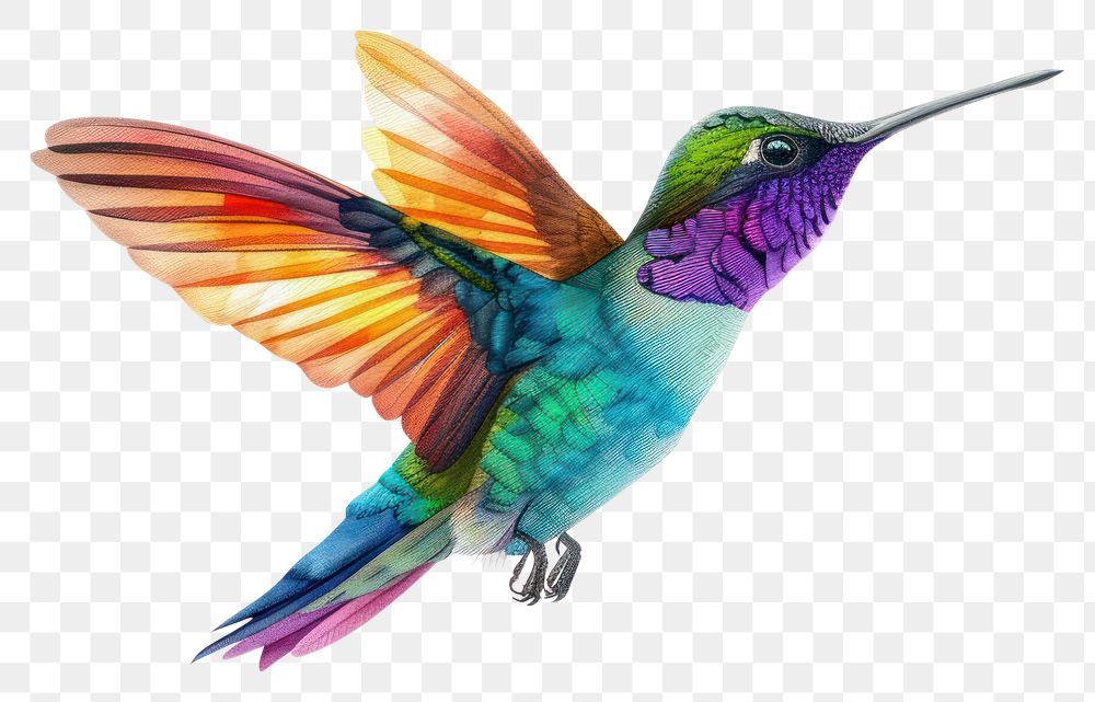 PNG Colorful hummingbird in flight | Free PNG - rawpixel
