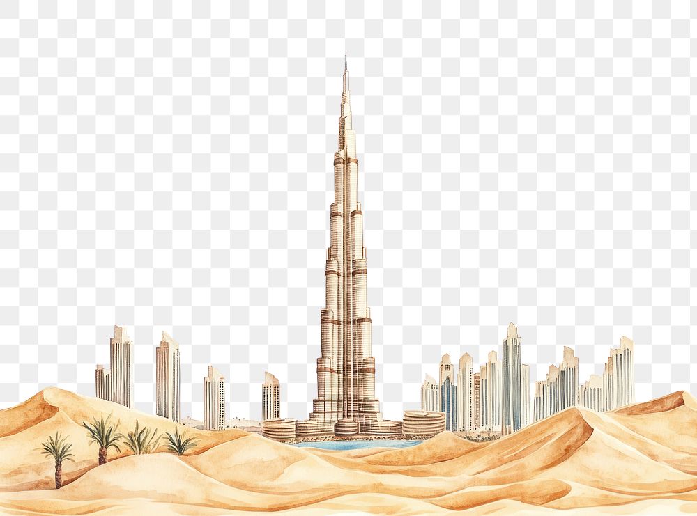 PNG Burj Khalifa Dubai illustration | Free PNG - rawpixel