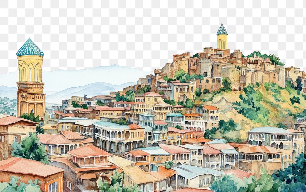 PNG Tbilisi Georgia architecture illustration | Free PNG - rawpixel