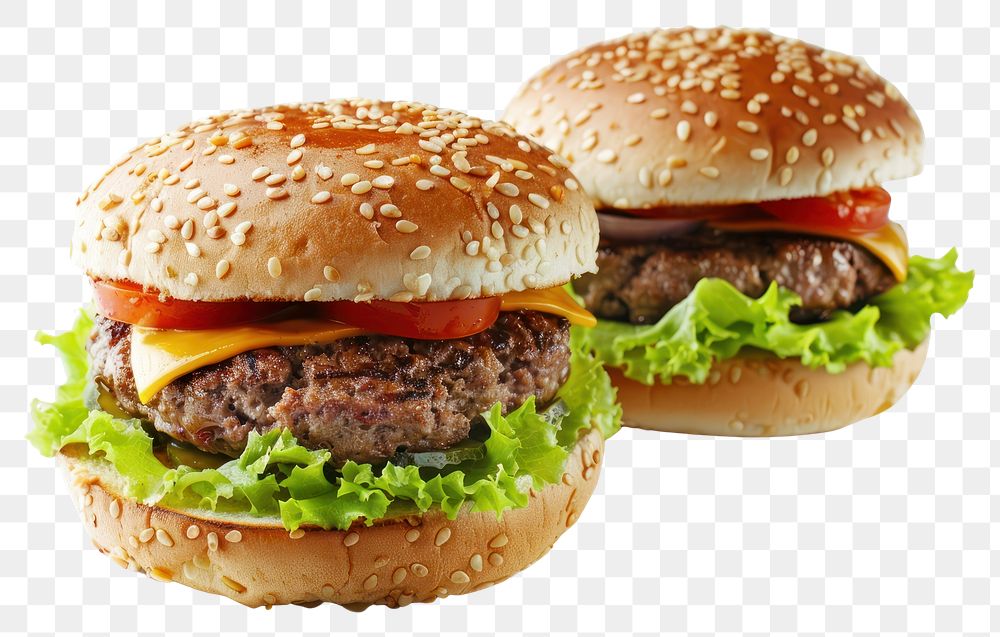 PNG 2 burgers food cheeseburgers | Free PNG - rawpixel