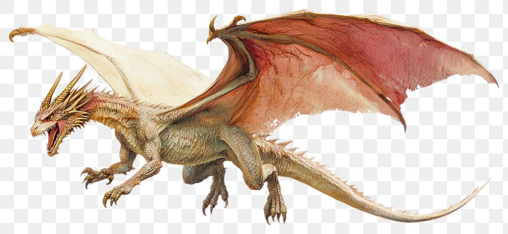 PNG Dragon artwork illustration transparent. | Free PNG - rawpixel