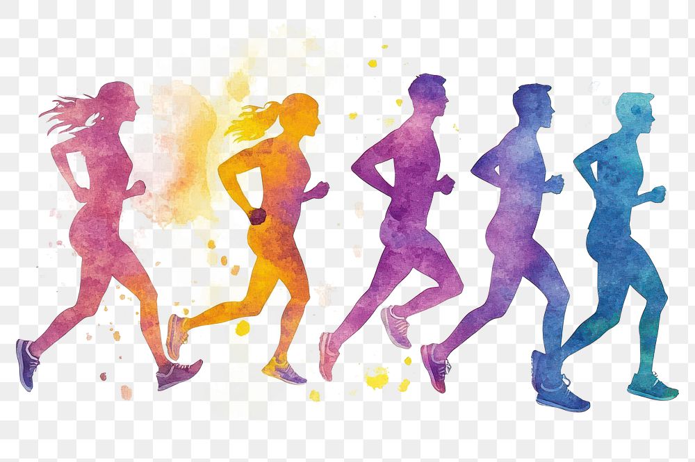 PNG Group running art illustration | Free PNG - rawpixel