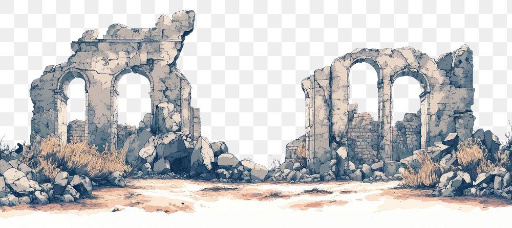 PNG Ruin war building border | Premium PNG - rawpixel