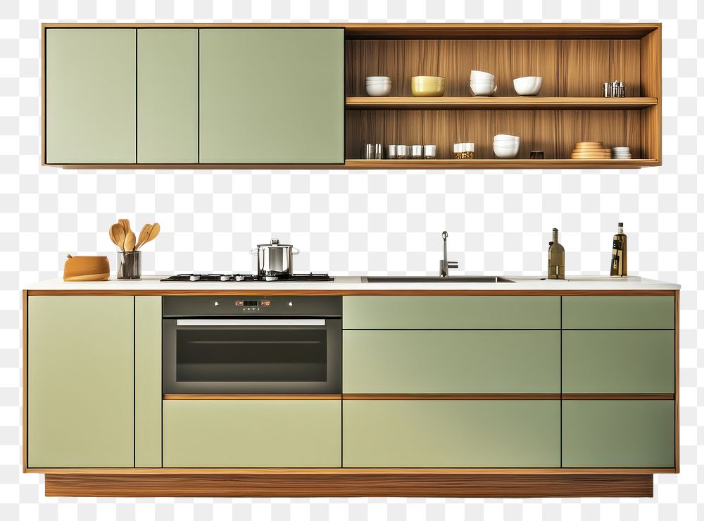PNG Green modern cabinet kitchen | Free PNG - rawpixel