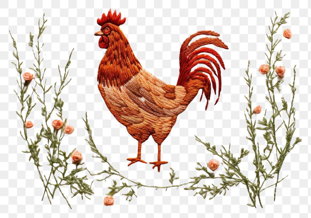 PNG Embroidery chicken poultry pattern. | Free PNG - rawpixel
