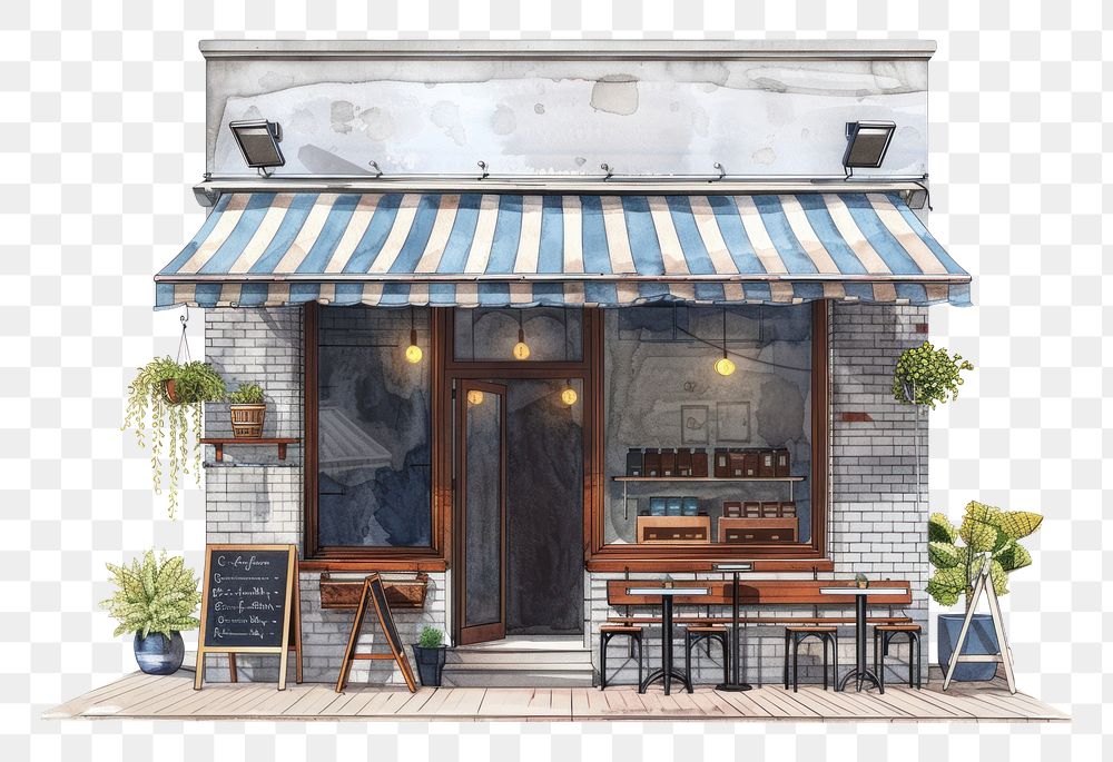 PNG Architecture illustration cafe restaurant | Free PNG - rawpixel