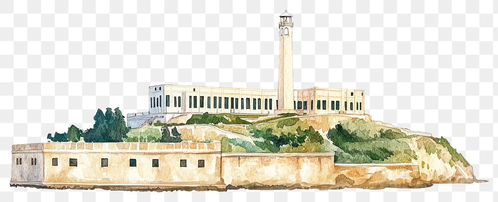 PNG Alcatraz Island illustration watercolor | Free PNG - rawpixel
