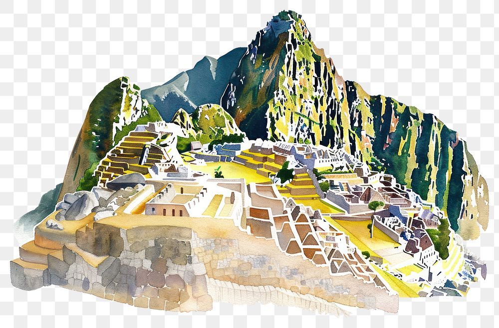 PNG Machu picchu illustration watercolor | Free PNG - rawpixel
