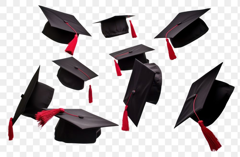 PNG Flying black graduation hats | Free PNG - rawpixel