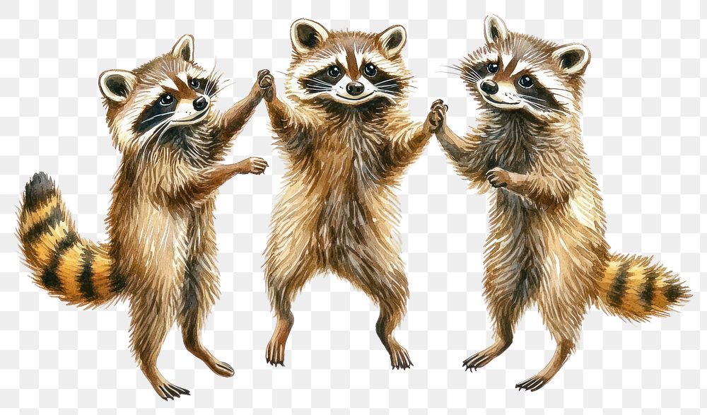 PNG 3 Raccoons dancing raccoons | Free PNG - rawpixel