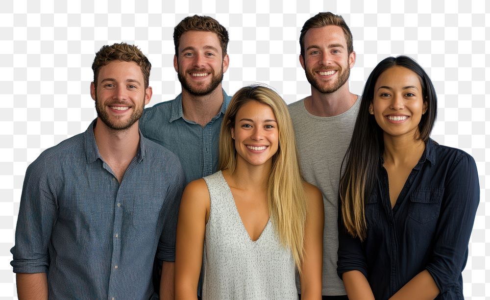 PNG group five smiling people | Free PNG - rawpixel