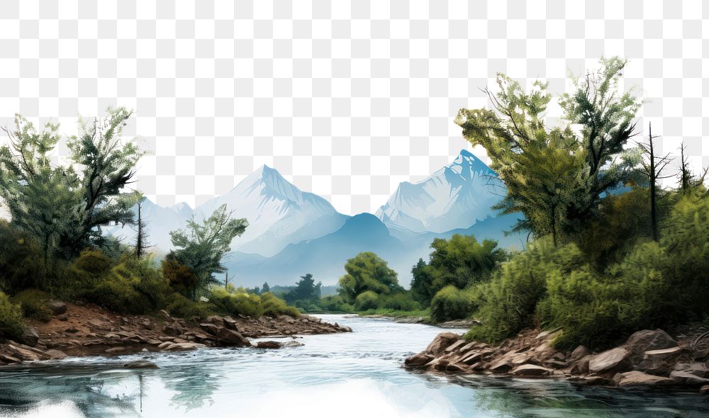 PNG Mountain and river and | Free PNG - rawpixel