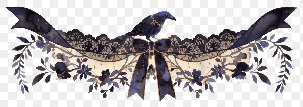 PNG Illustration ribbon raven black. | Free PNG - rawpixel