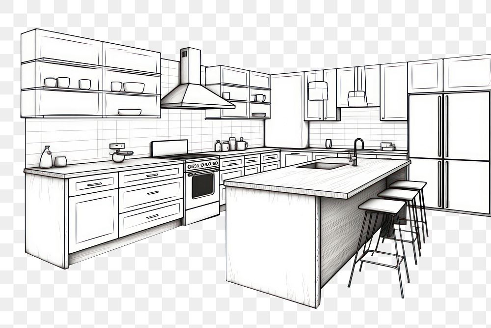 PNG Kitchen outline sketch architecture. | Free PNG - rawpixel
