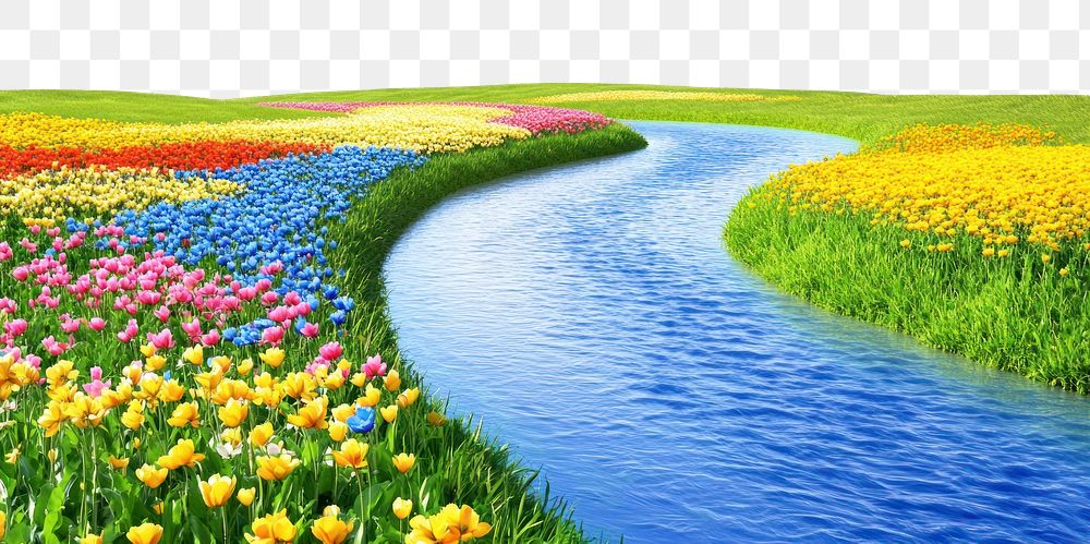 PNG Flowers spring field background. | Free PNG - rawpixel