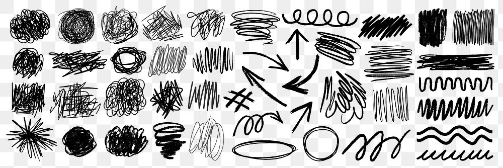 PNG abstract black scribble set, | Free PNG - rawpixel