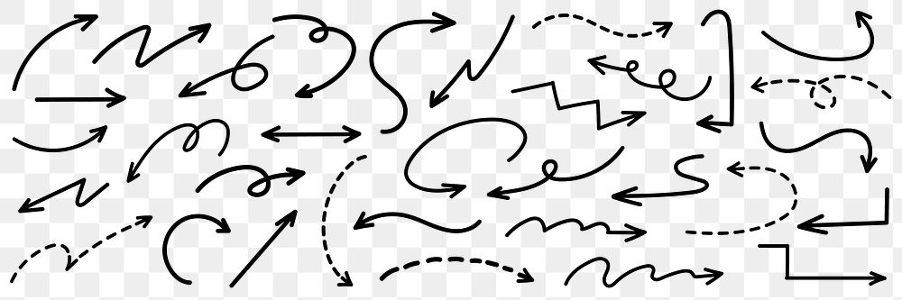 PNG hand-drawn arrow set, transparent | Free PNG - rawpixel