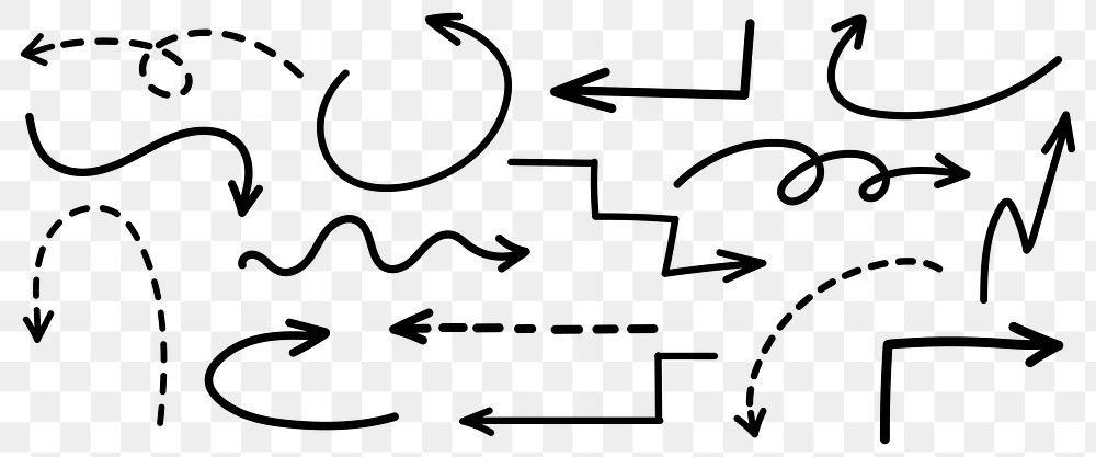 PNG hand-drawn arrow set, transparent | Free PNG - rawpixel