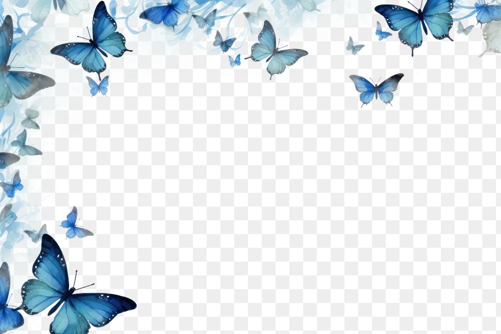 PNG Painting blue butterflys border | Free PNG - rawpixel