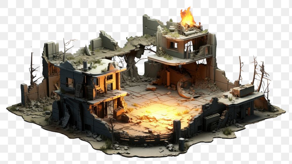 PNG Apocalypse ruin fire transportation | Free PNG - rawpixel
