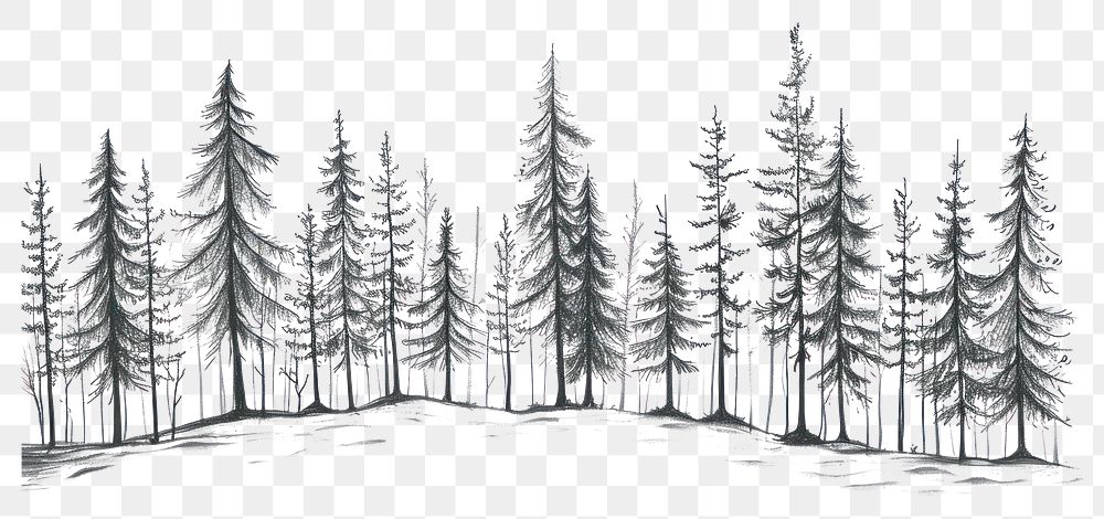 PNG Pine tree forest drawing | Free PNG - rawpixel