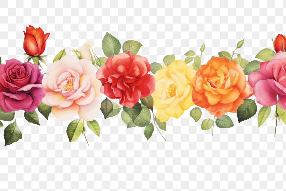 PNG Rose border pattern flower | Premium PNG - rawpixel