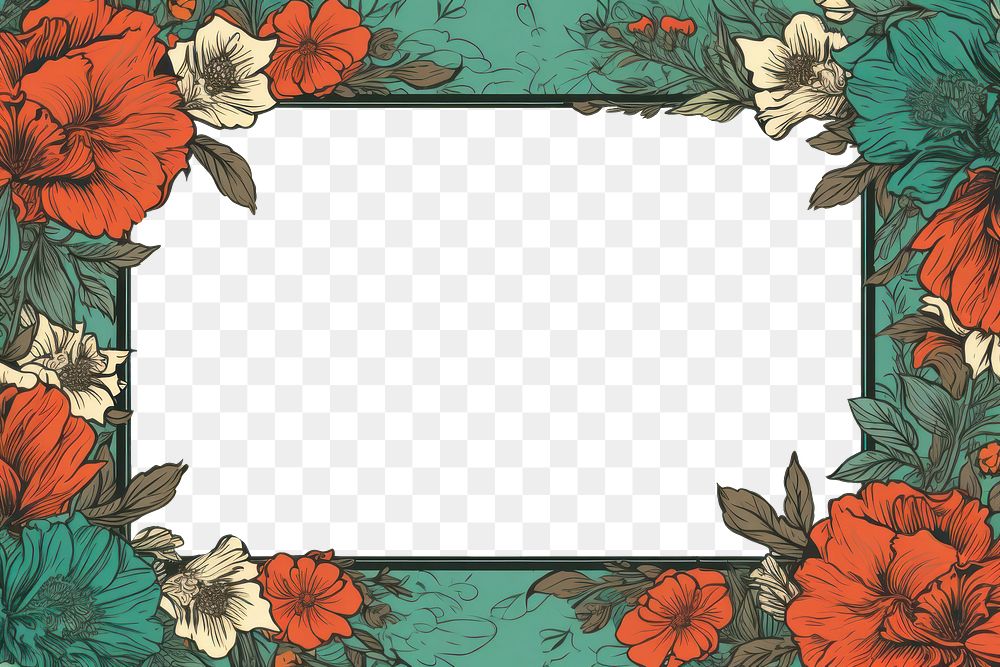 PNG Vintage pattern flower plant. | Free PNG - rawpixel