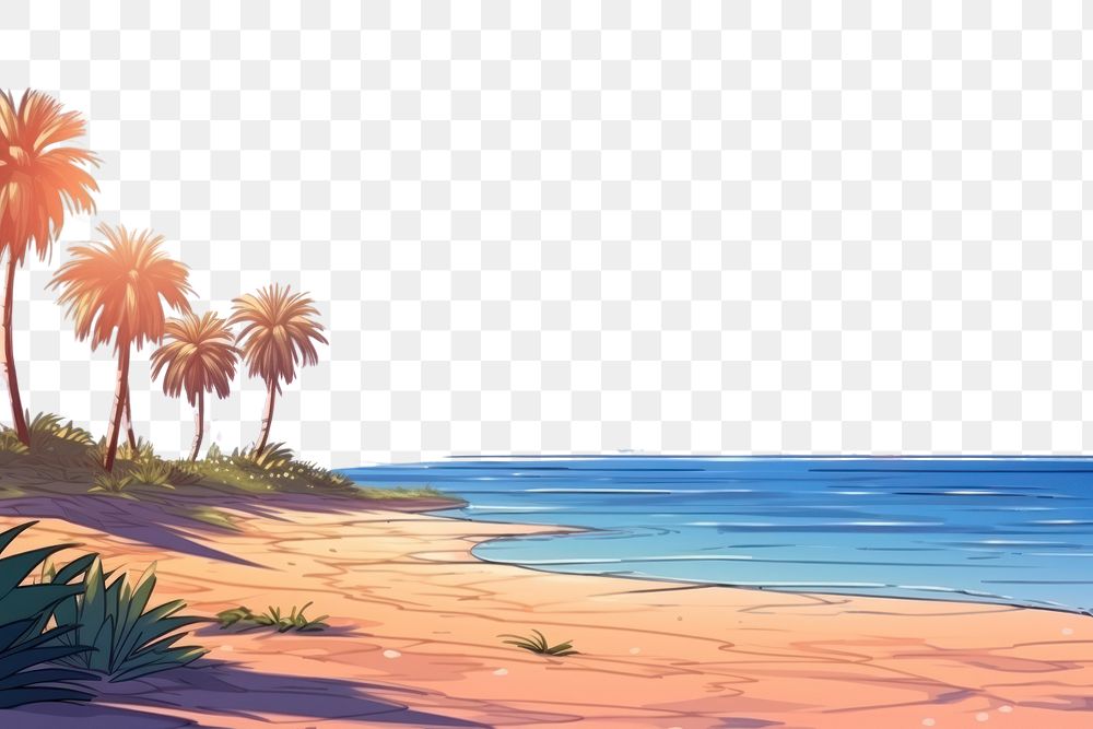 PNG Beach landscape anime shoreline. | Free PNG - rawpixel