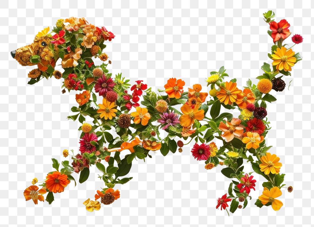 PNG Flat flower dog silhouette | Free PNG - rawpixel