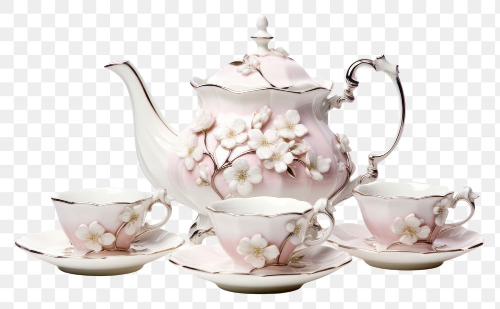 PNG Floral tea set porcelain | Premium PNG - rawpixel