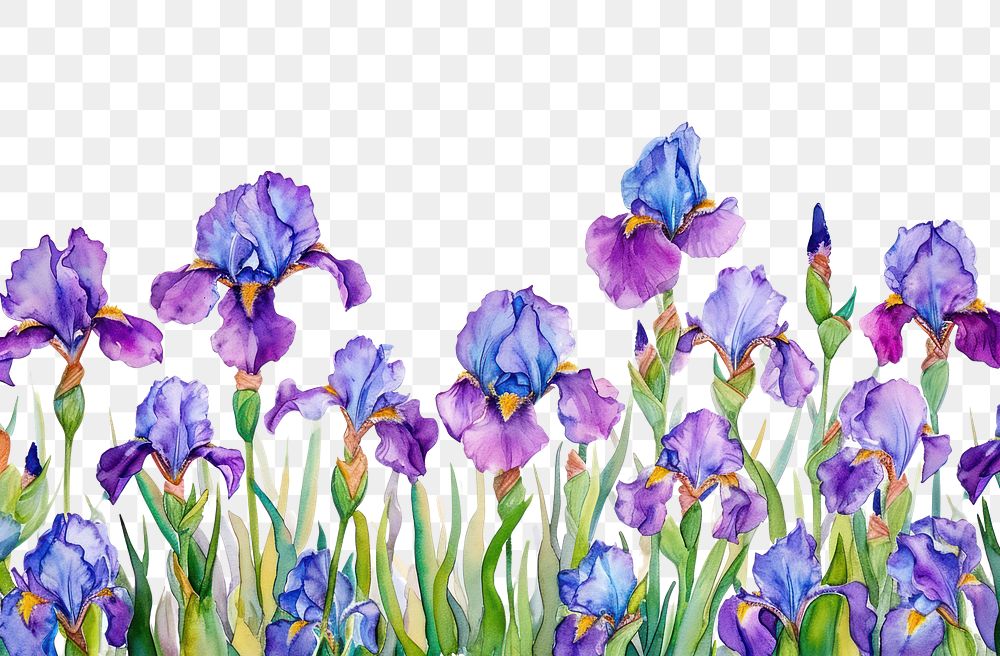 PNG Iris flowers border nature | Free PNG - rawpixel