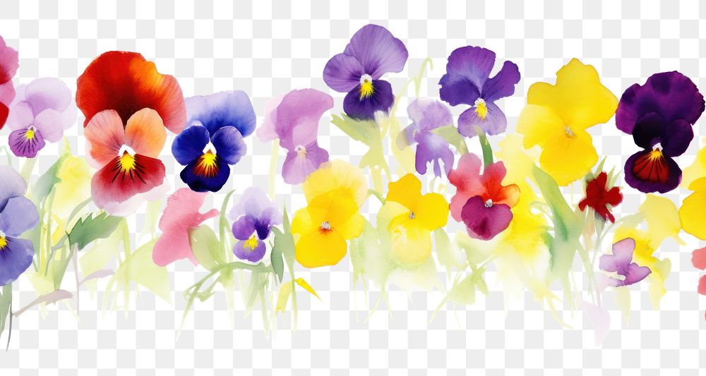 PNG Pansy watercolor border flower | Free PNG - rawpixel