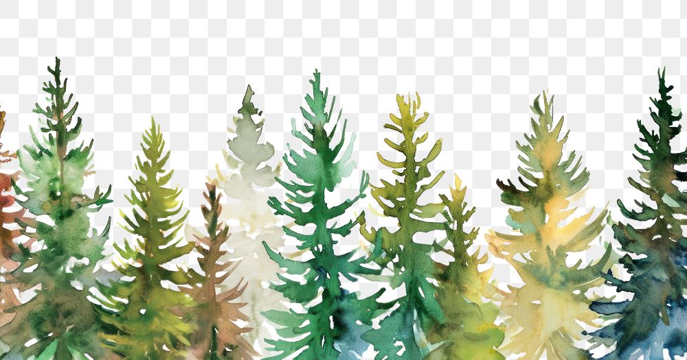 PNG Pine tree watercolor border | Free PNG - rawpixel