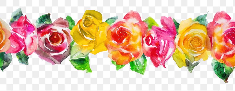 PNG Rose watercolor border flower | Free PNG - rawpixel