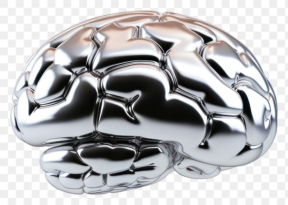 PNG Brain Chrome material silver | Premium PNG - rawpixel