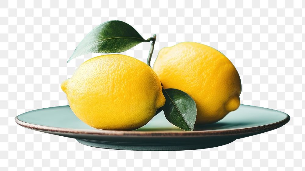 PNG plate two lemons table | Free PNG - rawpixel