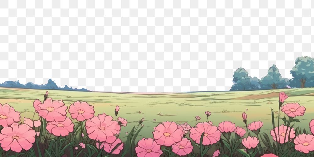 PNG Flower field landscape outdoors | Free PNG - rawpixel