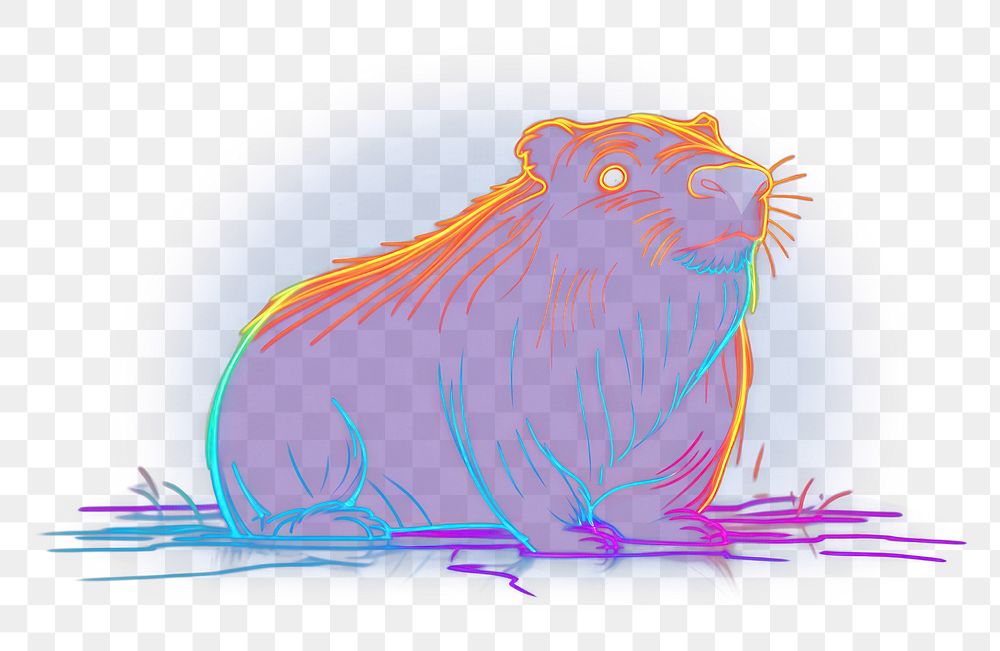 PNG Capybaras border neon mammal | Premium PNG - rawpixel