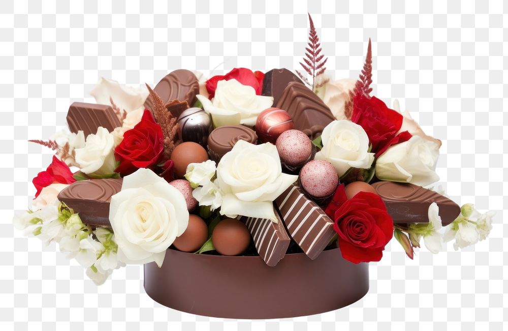 PNG Chocolate arrangement dessert flower. | Free PNG - rawpixel