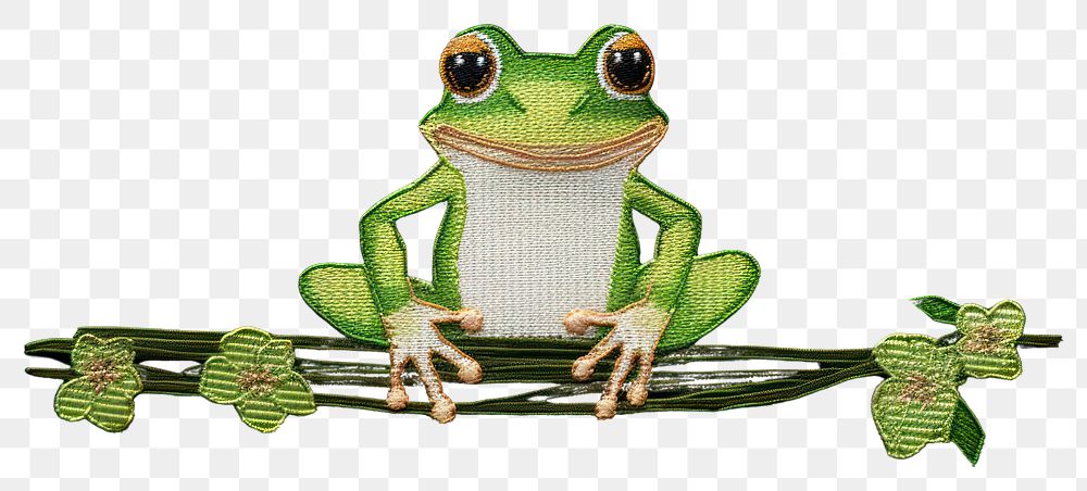 PNG Embroidery frog border amphibian | Free PNG - rawpixel