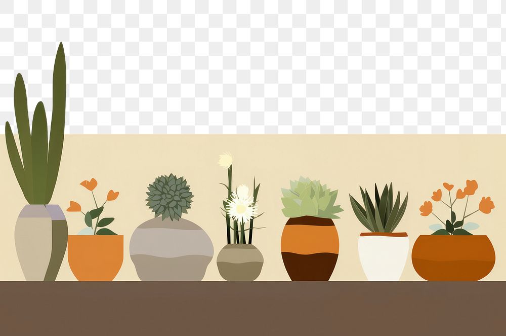 PNG Illustration flower pots border | Premium PNG - rawpixel