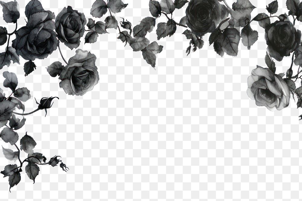 PNG Black rose border flower | Free PNG - rawpixel